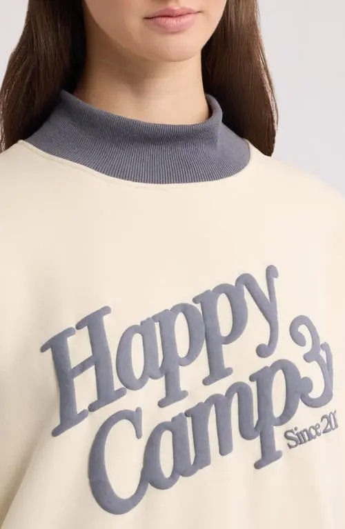 HAPPY CAMP3R Puff Series Logo Mock Neck Sweatshirt - Cream