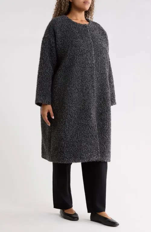 Eileen Fisher Round Neck Coat - Charcoal/ash