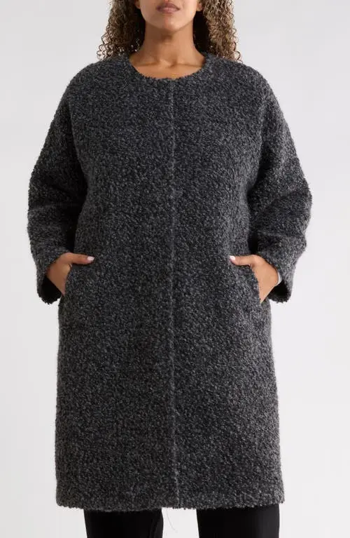 Eileen Fisher Round Neck Coat - Charcoal/ash