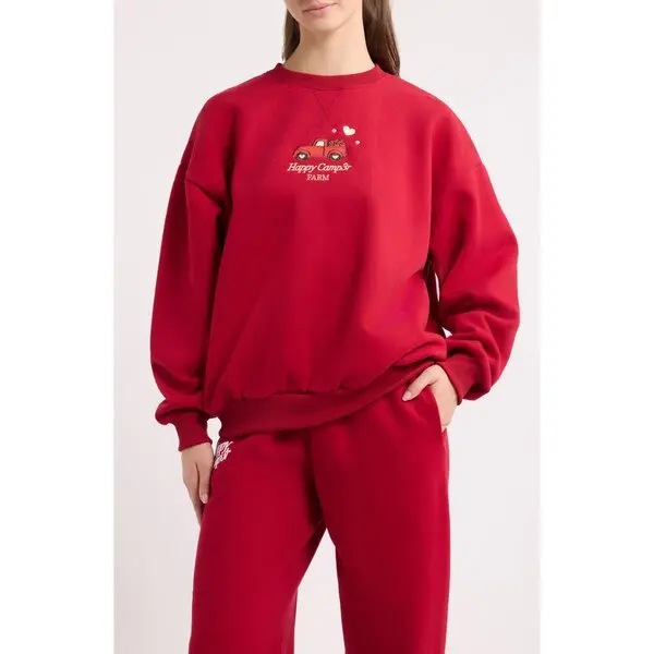 HAPPY CAMP3R Fresh Picked Crewneck Sweatshirt - Deep Red