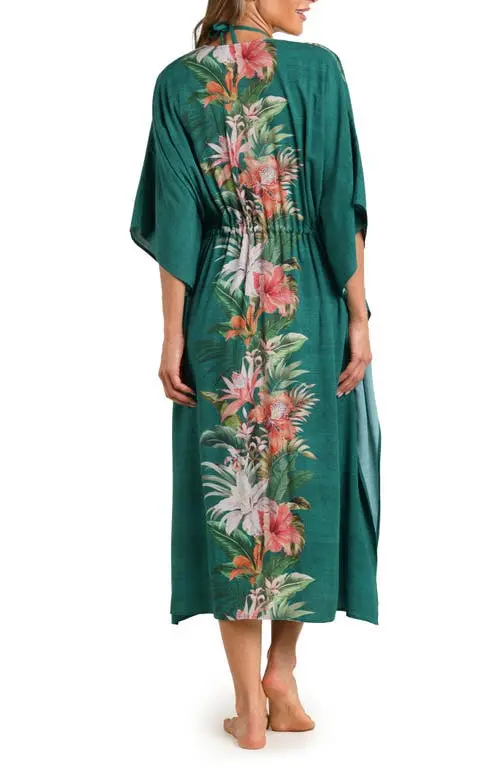 La Blanca Courtyard Palms Tie Waist Kimono Cover-up