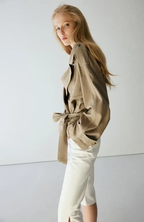 Mango Fitted Belted Trench Jacket