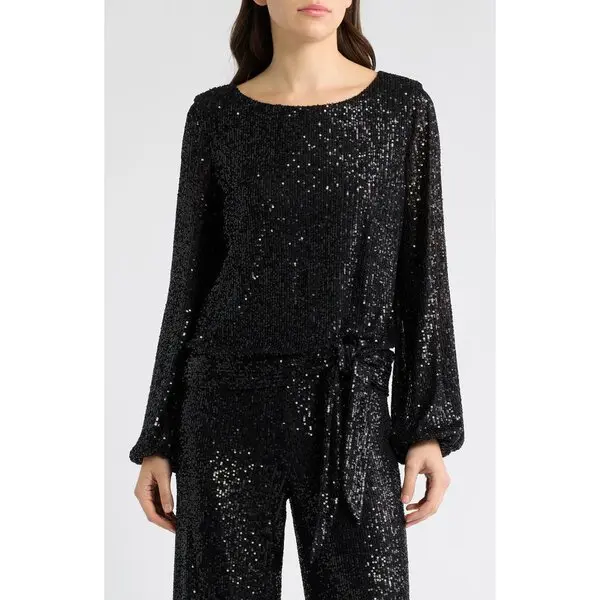 TAHARI ASL Sequin Top - Black