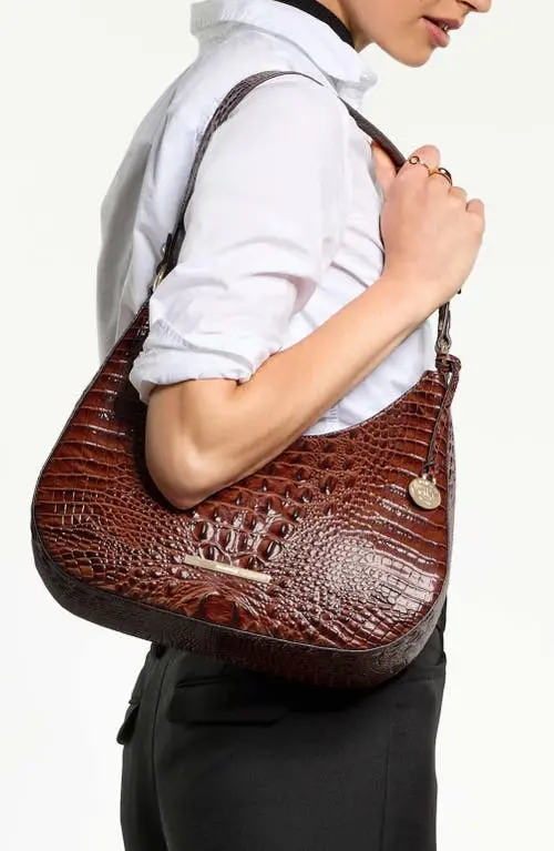 Brahmin Stephie Croc Embossed Leather Shoulder Bag