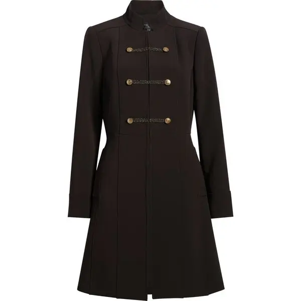 TAHARI ASL Military Double Breasted Coat - Espresso