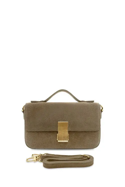 APATCHY LONDON The Flora Top Handle Suede Bag