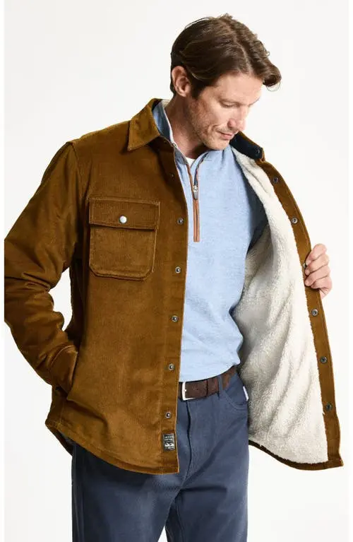 JACHS Lined Corduroy Overshirt - Khaki