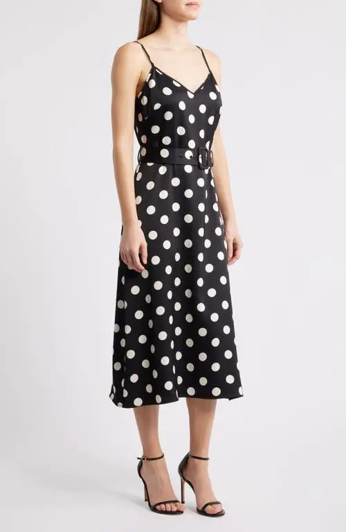 Sam Edelman Dot Belted Sleeveless Midi Dress