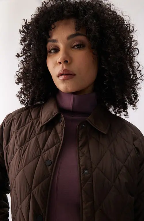 LOLE Avril Quilted Longline Shacket - Espresso
