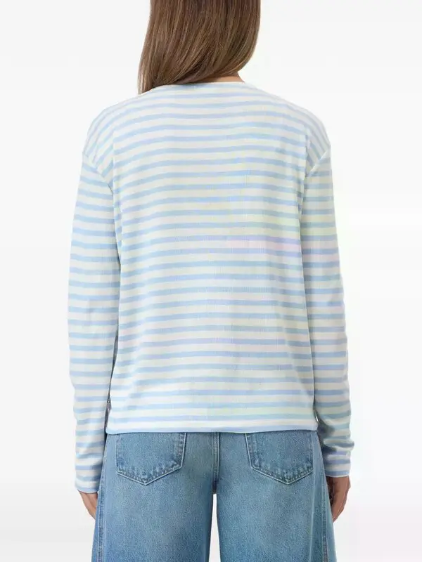 Closed Horizontal-stripe Long-sleeve T-shirt