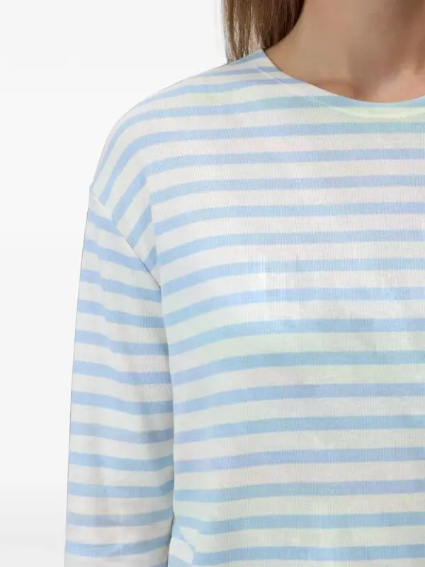 Closed Horizontal-stripe Long-sleeve T-shirt