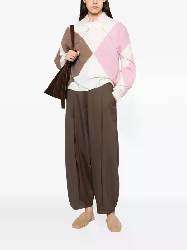 Liu Jo Argyle Crystal-embellished Sweater