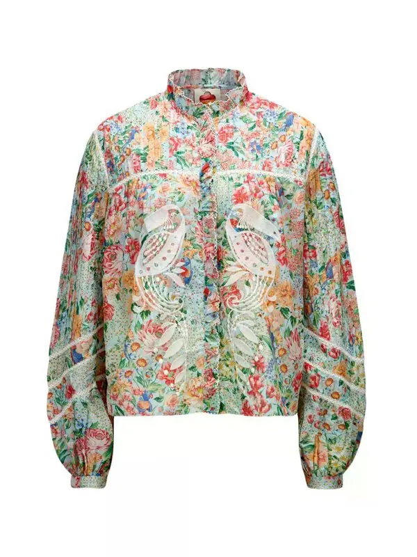 Farm Rio Rendeira Cutwork Blouse - Blue