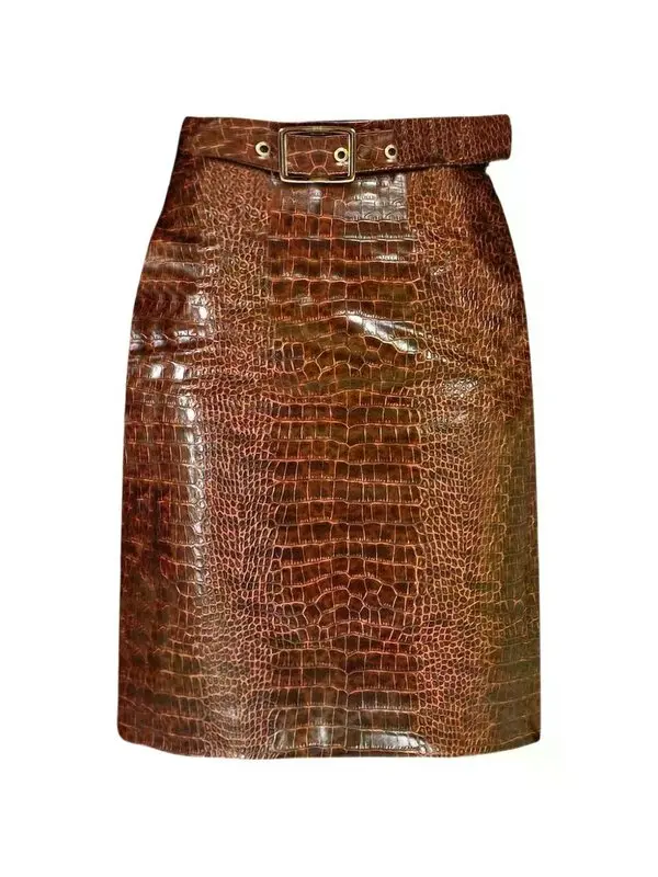 ROWEN ROSE Croc-effect Pencil Skirt