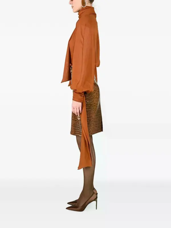 ROWEN ROSE Croc-effect Pencil Skirt