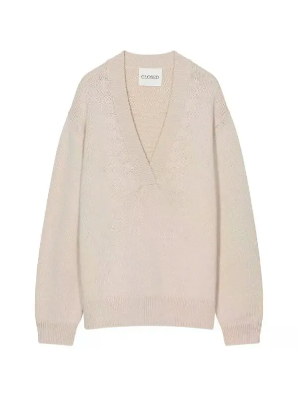 Closed V-neck Long-sleeve Sweater
