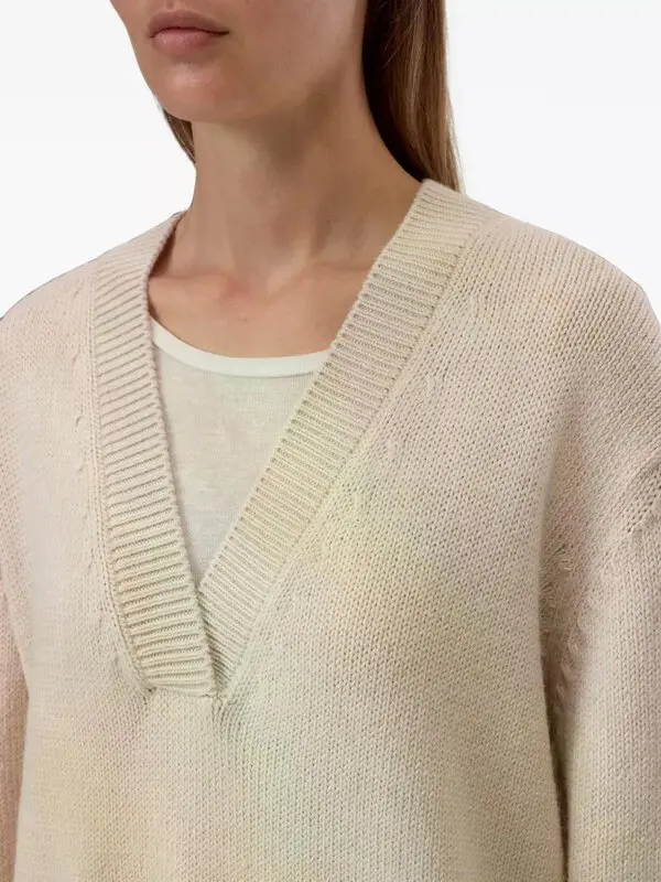 Closed V-neck Long-sleeve Sweater