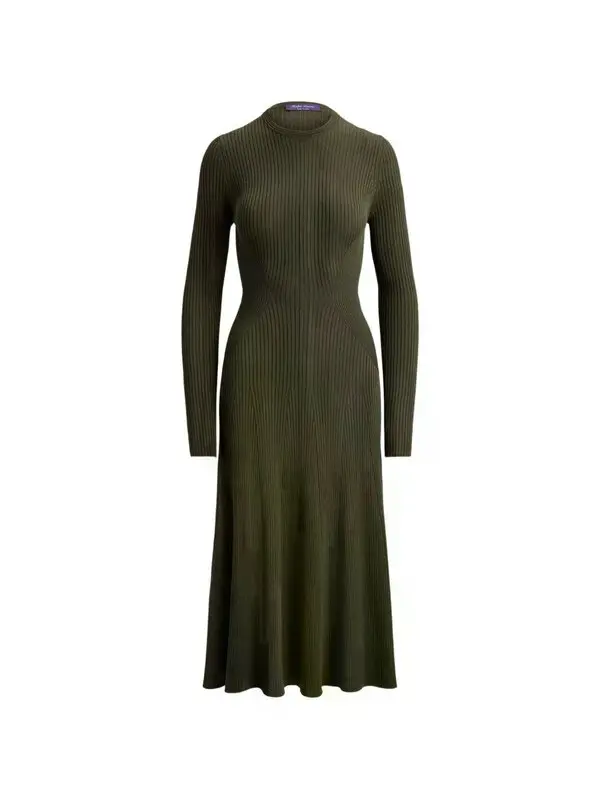 Ralph Lauren Ribbed-knit Long-sleeve Midi Dress - Green