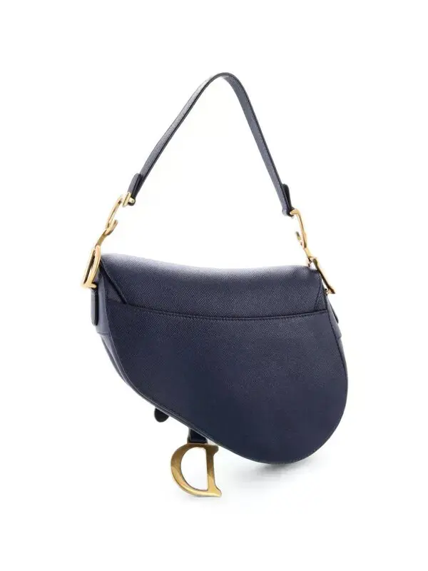 Dior Saddle Handbag Leather Medium Shoulder Bag - Blue
