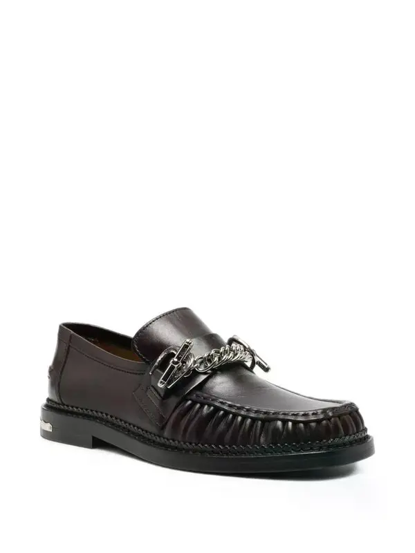 Toga Chain-link Ruched Loafers - Brown