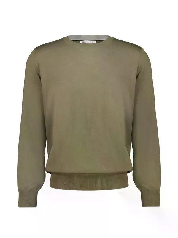Brunello Cucinelli Crew-neck Ribbed-trim Sweater - Green