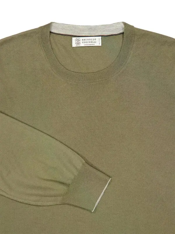 Brunello Cucinelli Crew-neck Ribbed-trim Sweater - Green