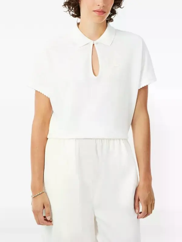 Lacoste Cut-out Scalloped Polo Shirt - White