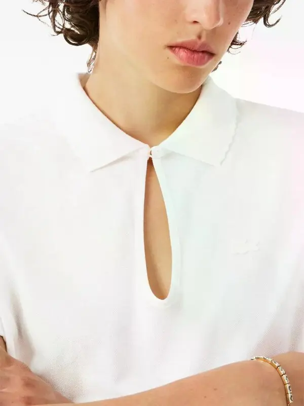 Lacoste Cut-out Scalloped Polo Shirt - White