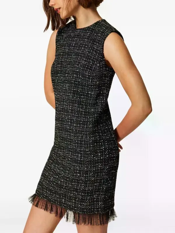 TWINSET Short Bouclé And Plumetis Tulle Dress