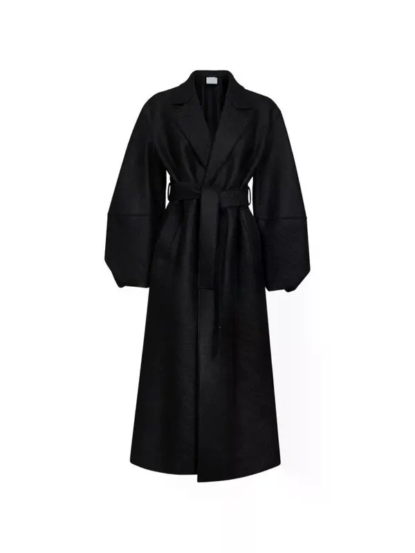 Harris Wharf London Belted Balloon-sleeve Coat - Black