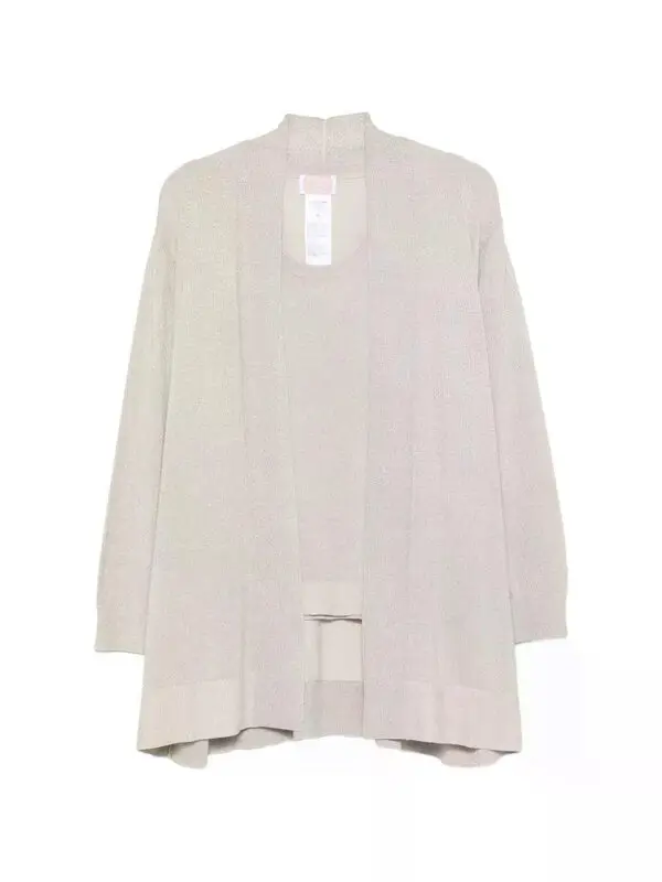 Marina Rinaldi Metallic-effect Knitted Cardigan - Neutrals