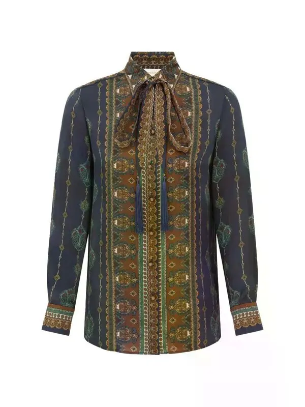 Zimmermann Paisley-print Pussy-bow Shirt - Blue