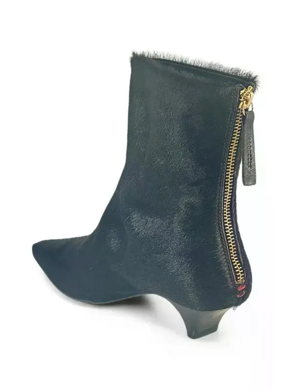 HALMANERA Fern16 Pony-hair Rear-zip Boots - Black