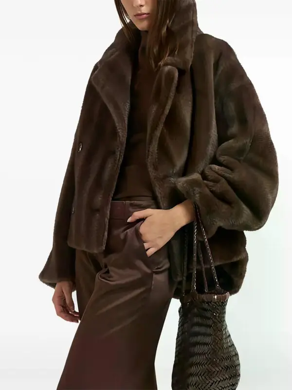 SWORD 6644 Double-breasted Faux-fur Jacket