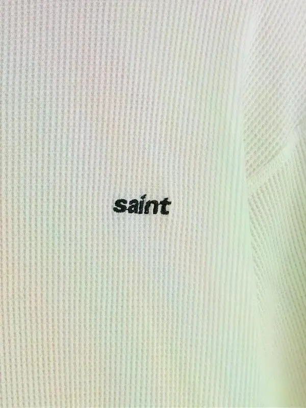 SAINT MXXXXXX Logo-embroidered Waffle-knit T-shirt - White