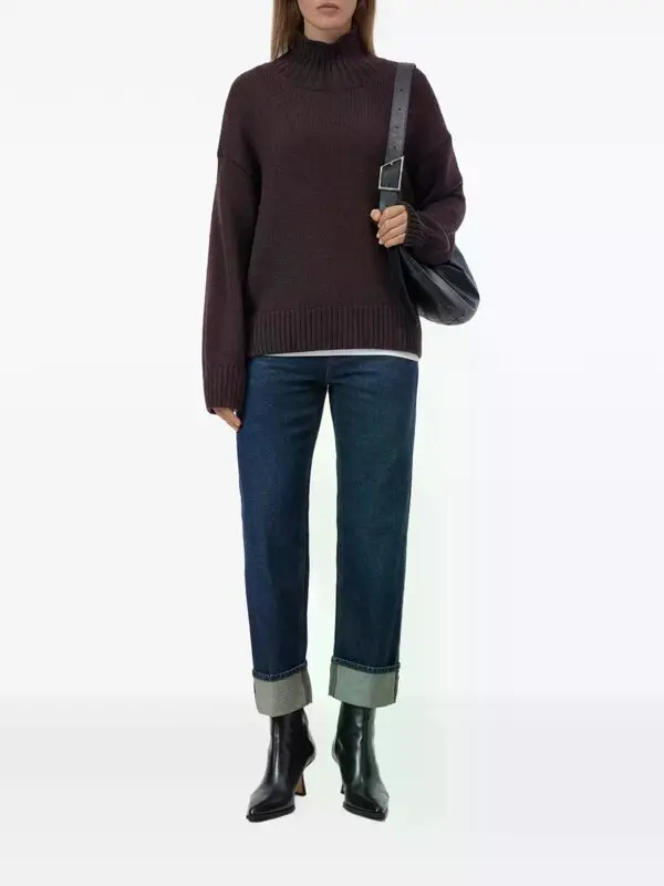 Closed High-neck Rib-trimmed Sweater
