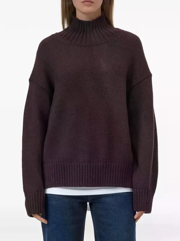 Closed High-neck Rib-trimmed Sweater