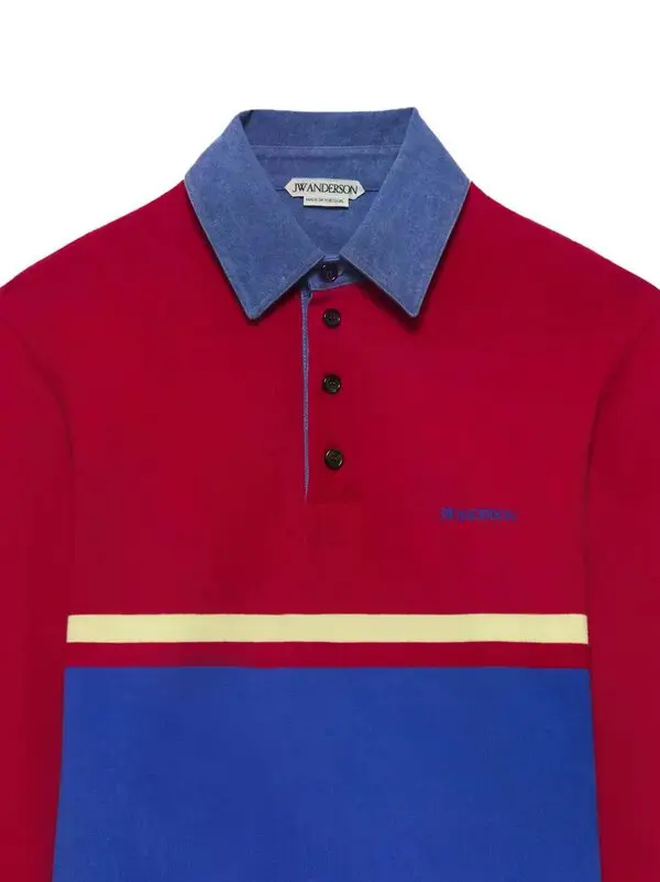 JW Anderson Colour-block Long-sleeve Polo Shirt - Red