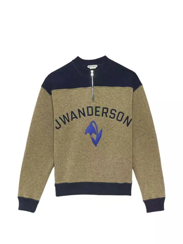 JW Anderson Logo-embroidered Half-zip Sweater - Neutrals