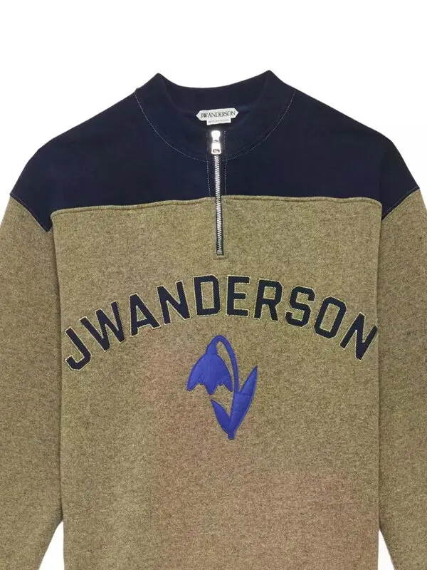 JW Anderson Logo-embroidered Half-zip Sweater - Neutrals