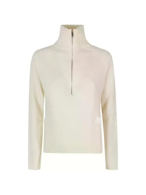 SEMICOUTURE Layered Panel Half-zip Sweater - Neutrals