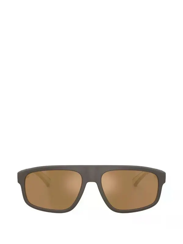 Burberry Check-print Rectangle-frame Sunglasses - Brown