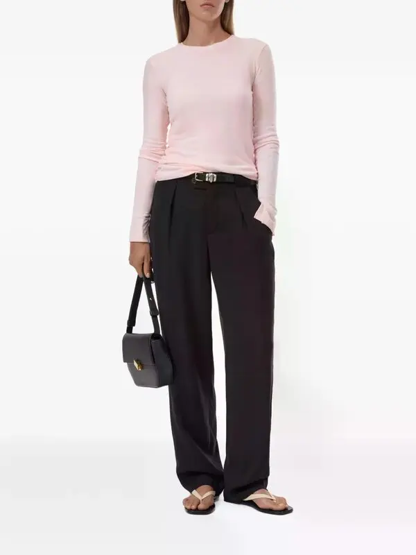 Closed Long-sleeve Slit-cuff T-shirt - Pink