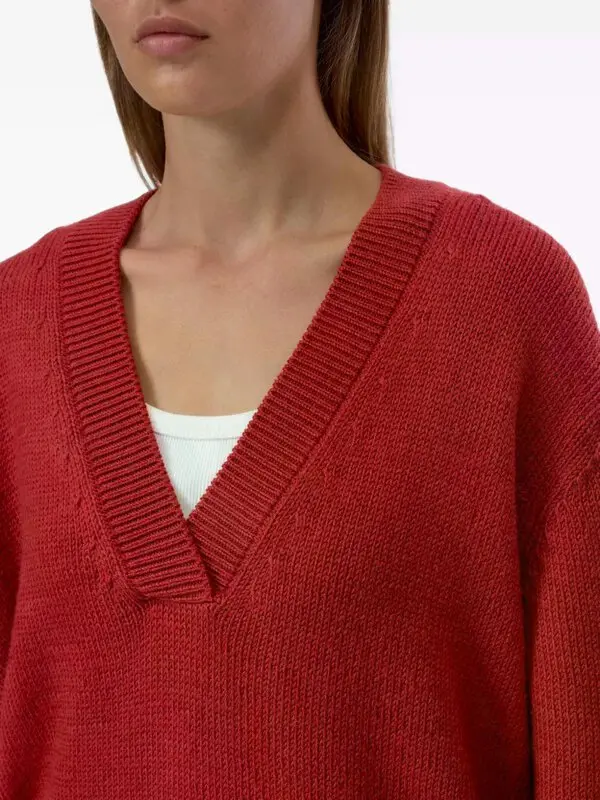 Closed V-neck Long-sleeve Sweater