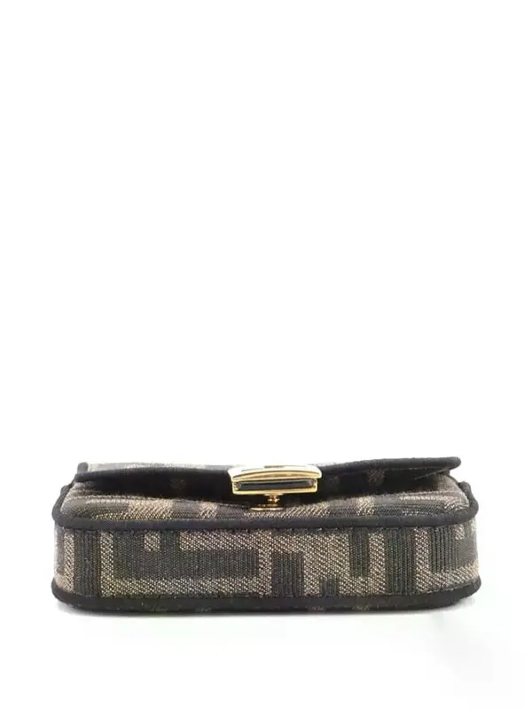 Fendi Chain Baguette Charm Bag Zucca Coated Canvas Nano Crossbody Bag - Brown