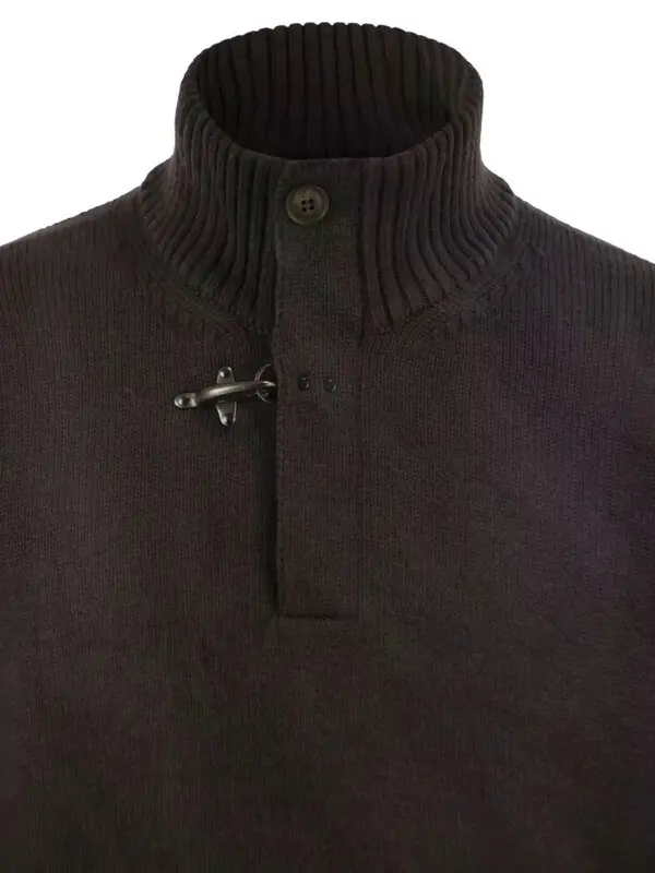 FAY Hook-fastening Wool Sweater - Brown