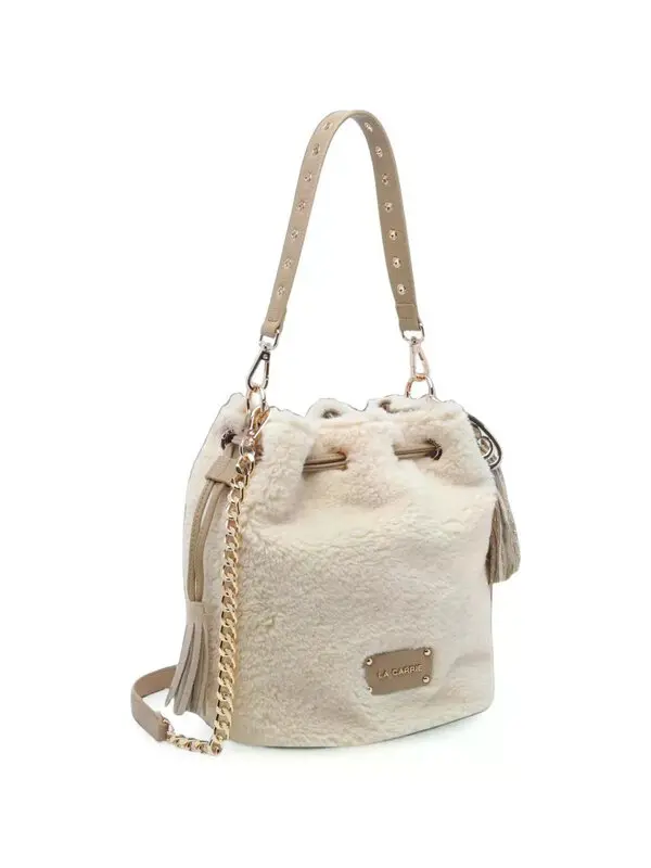 LA CARRIE Teddy-texture Drawstring Bucket Bag