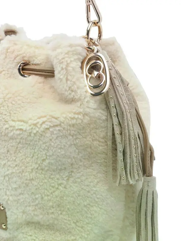 LA CARRIE Teddy-texture Drawstring Bucket Bag