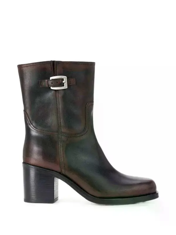 Staud Brooklyn Buckled Distressed Leather Boots - Brown