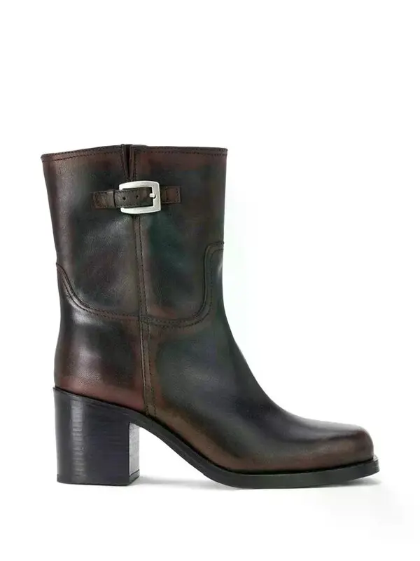 Staud Brooklyn Buckled Distressed Leather Boots - Brown